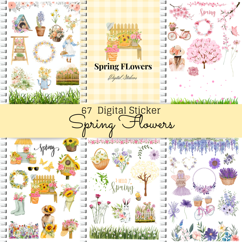Digital Stickers for Spring Flowers PNG || GoodNotes Notability iPad ...