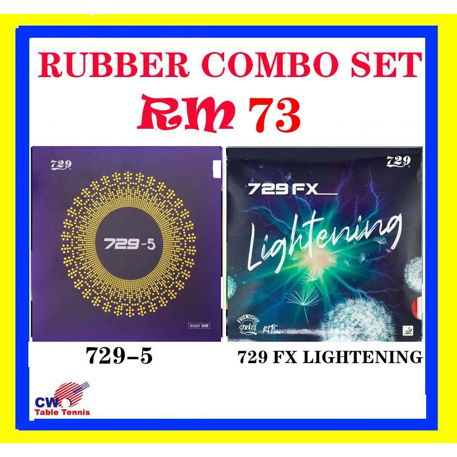 729 Friendship 729-5 Sticky-Elastic Rubber + 729 Friendship Super 729 FX Lightening Sticky ...