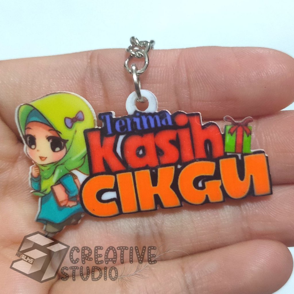 Keychain Terima Kasih Cikgu Keychain Hari Guru Hadiah Guru | Shopee ...
