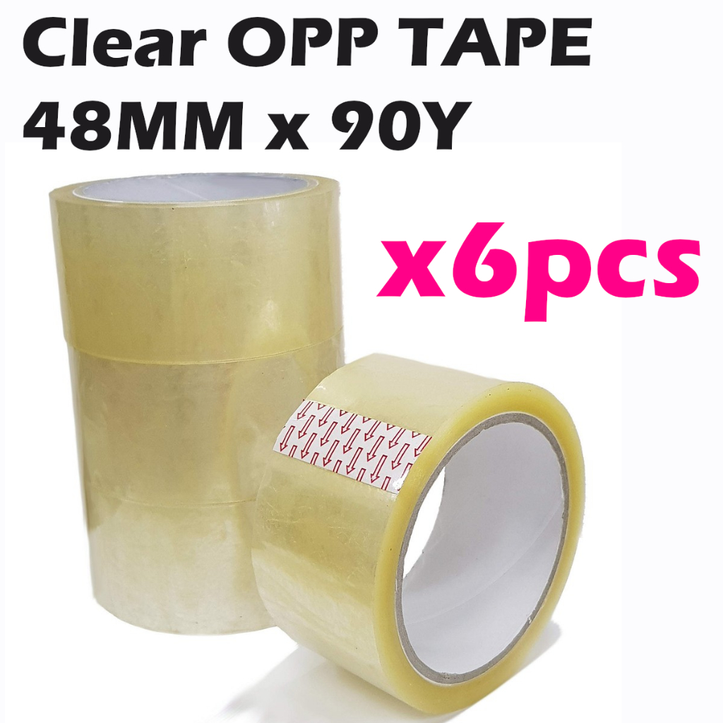 6PCS Quality OPP Packaging Clear Transparent Tape 48MM x 90 Yards ...
