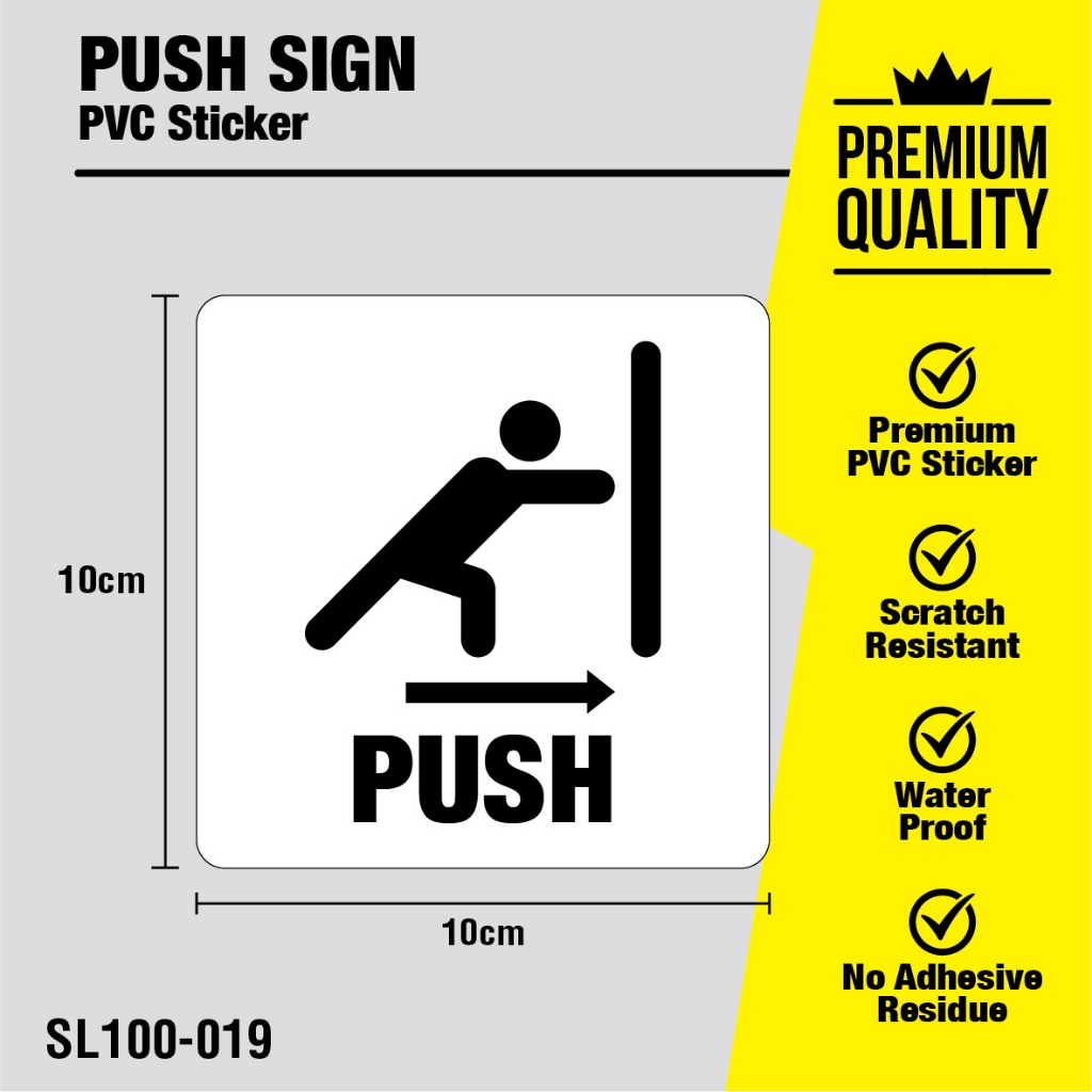 Signage for Push / Tolak Signage (10cm x 10cm) | Shopee Malaysia