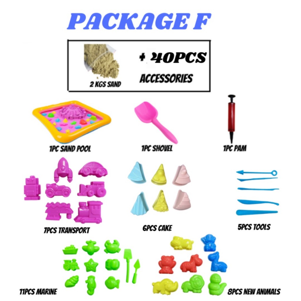 HOT ITEM 50PCS 2kg SAND Dynamic Eco Space Sand Castle Play Set Tools ...