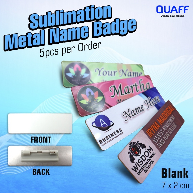 100PCS Sublimation Metal Name Badge With Pin 7x2cm Sekolah Cikgu Murid ...