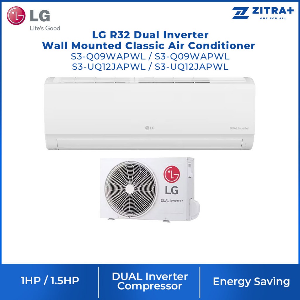 LG 1.0HP/1.5HP R32 Dual Inverter Wall Mounted Classic Air Conditioner ...
