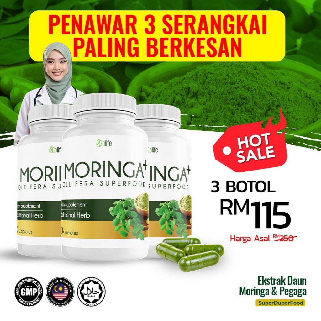 [GO LIFE] 3x MORINGA + PEGAGA CAPSULE EXTRACT| 100% Original HQ POS ...