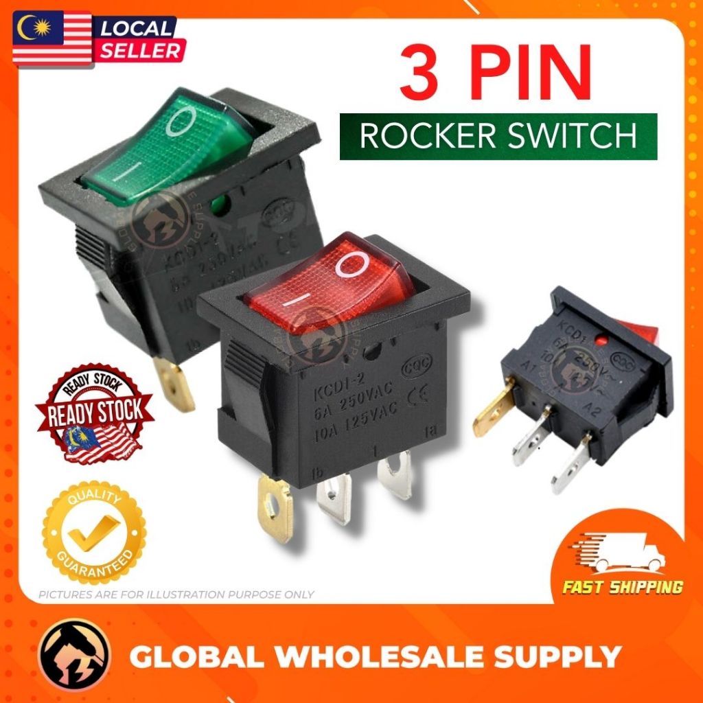 SMALL SEASAW Switch 3Pin 250V ON/OFF Boat Rocker Switch with LED For ...