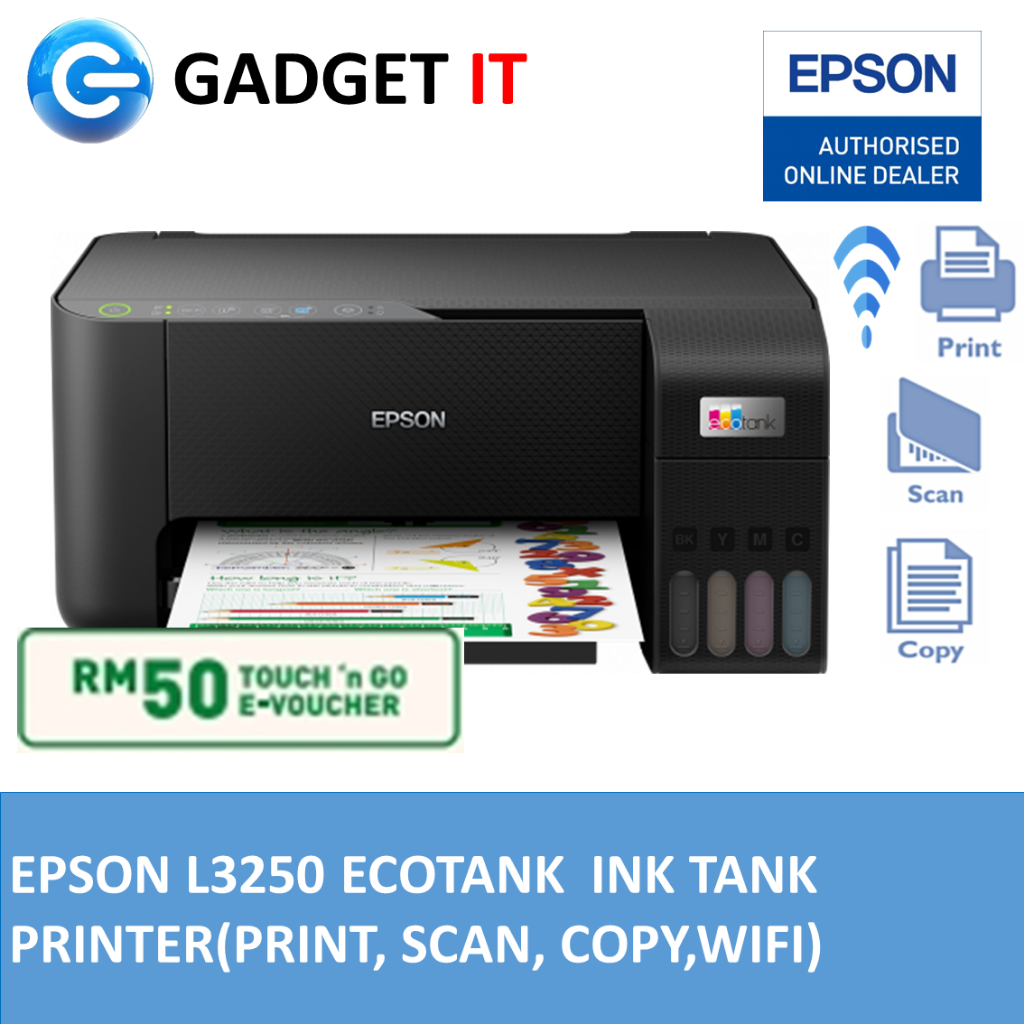 EPSON L3250 (BLACK) / L3256 (WHITE) COLOUR PRINTER : COLOR PRINT, SCAN ...
