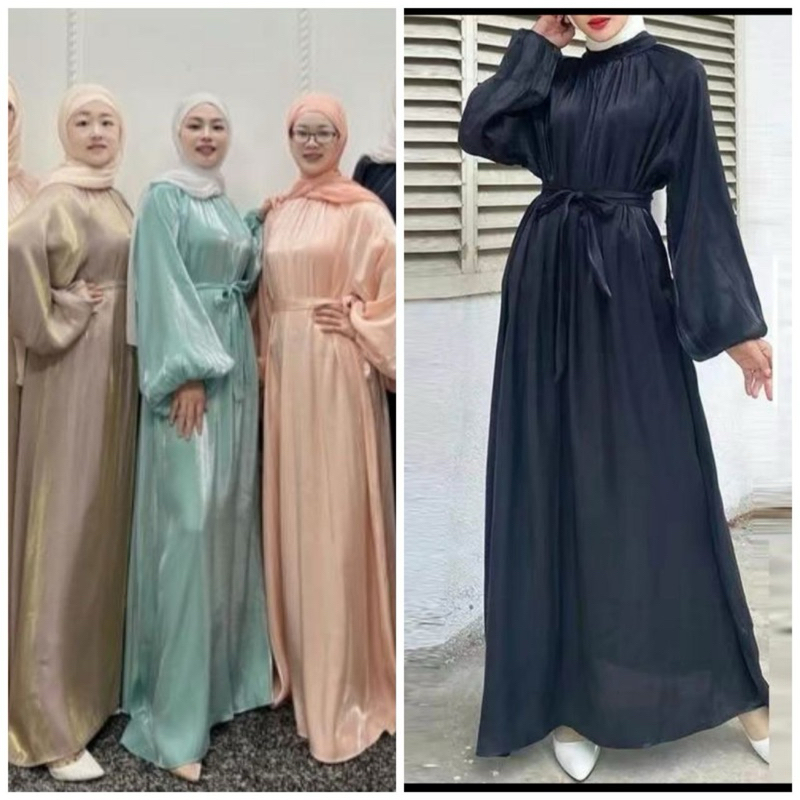 abaya juba woman muslim fashion satin 2024 new design | Shopee Malaysia