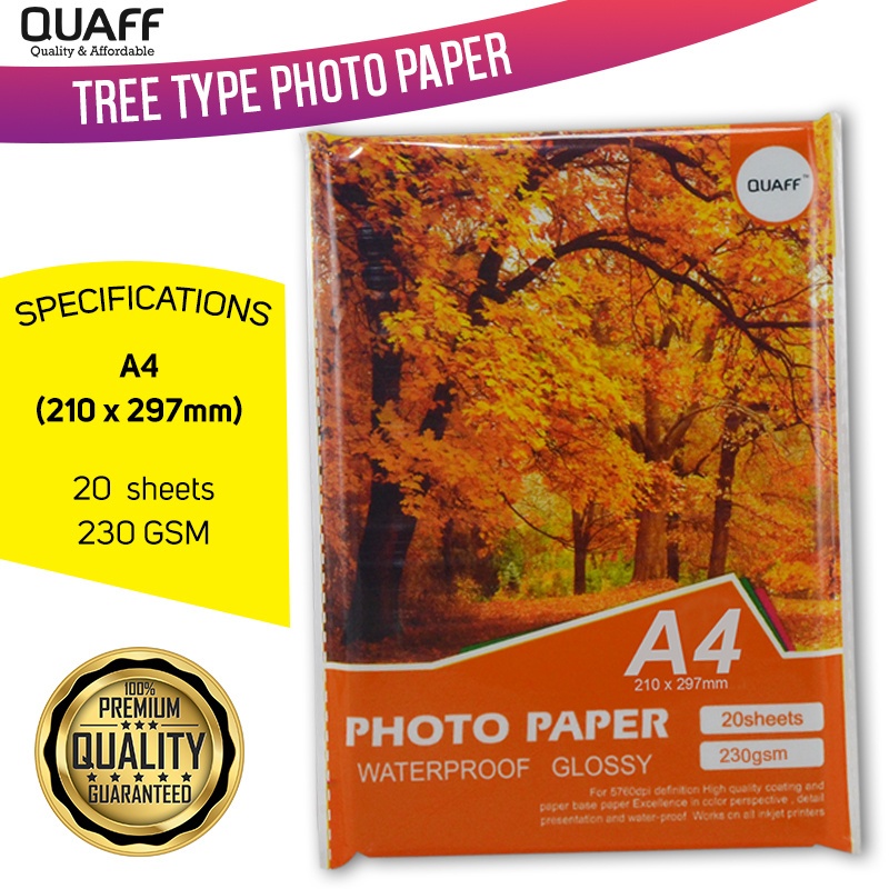 Professional 3R 4R 5R A4 A3 Photo Paper Glossy waterproof 180 / 200 / 230gsm 20sheets | Shopee ...