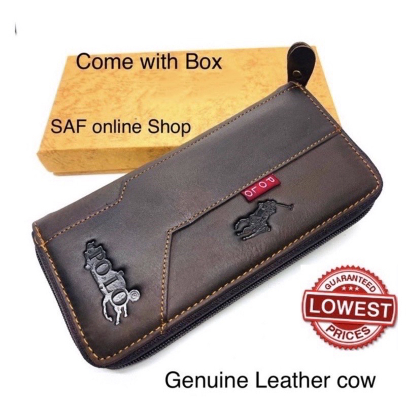 Dompet Panjang Kulit Lembu Lelaki Unisex 100% Genuine Leather Long ...