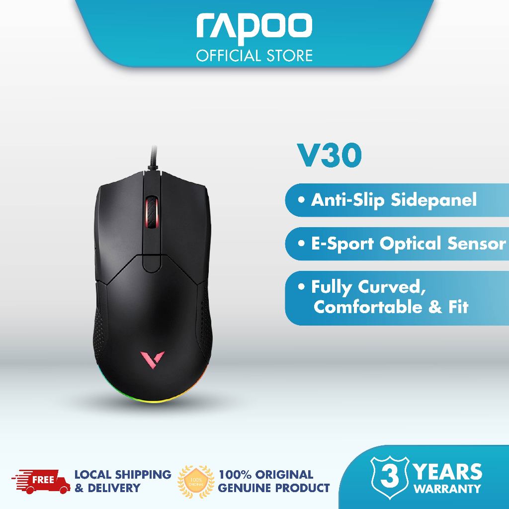Rapoo IR Optical Wired 3600DPI/RGB Lighting Gaming Mouse V30 | Shopee Malaysia