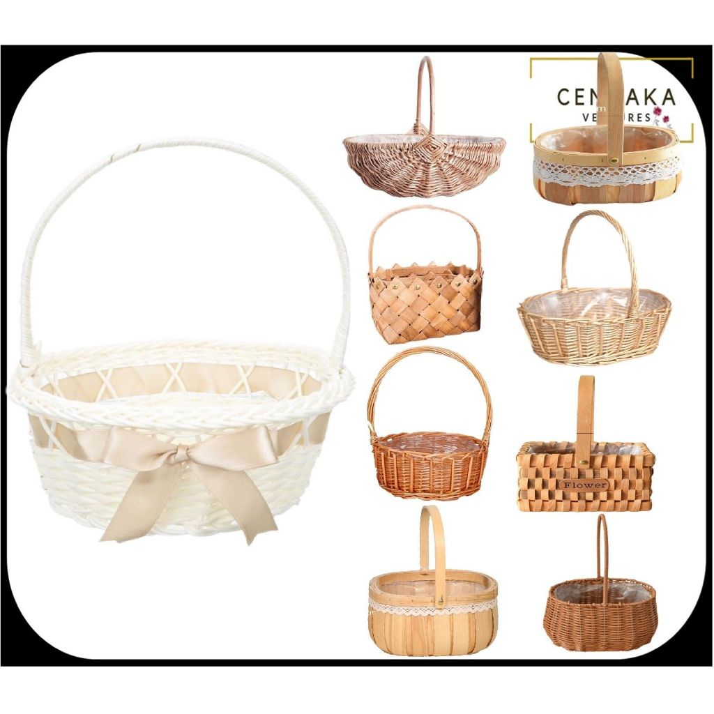 Flower Rattan Bamboo Oval Wicker Woven Weaving Gift Basket Bakul ...