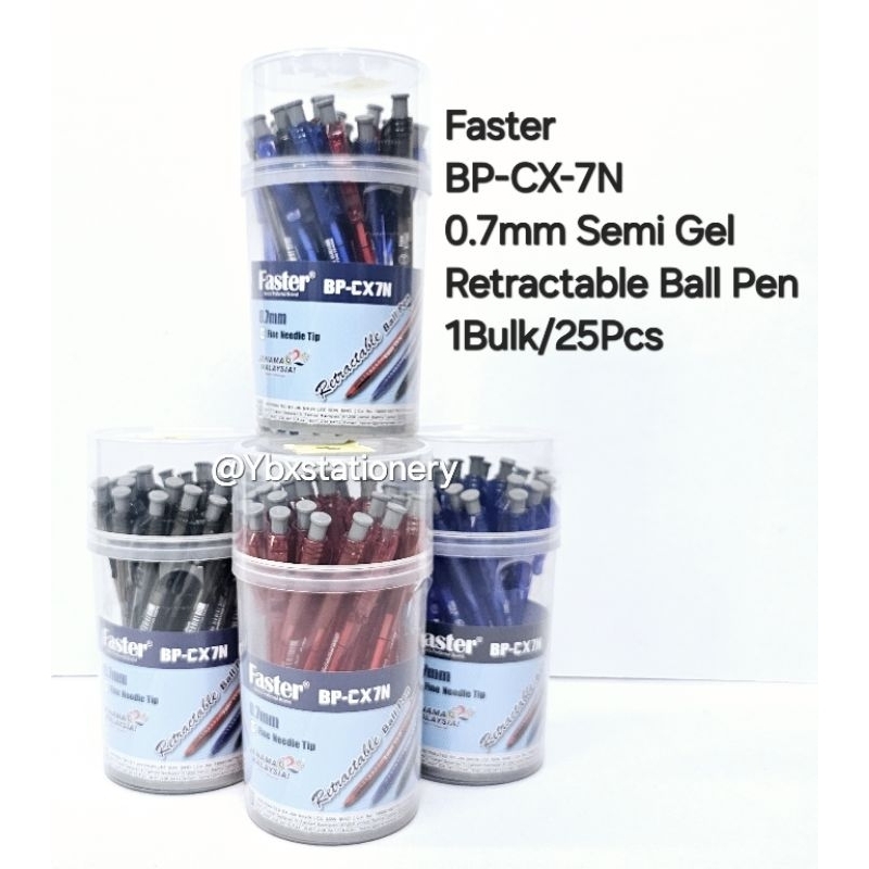 Faster CX7N Retractable Ball Pen Bulk/25pcs 桶装25支 0.7mm Blue/Black/Red ...