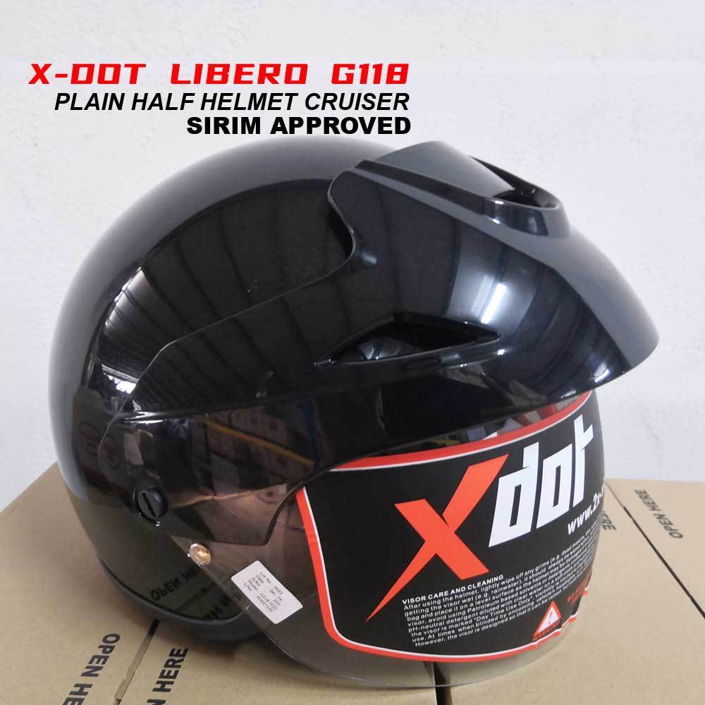 X-DOT LIBERO G118 PLAIN HALF HELMET CRUISER -BLACK COLOR | Shopee Malaysia