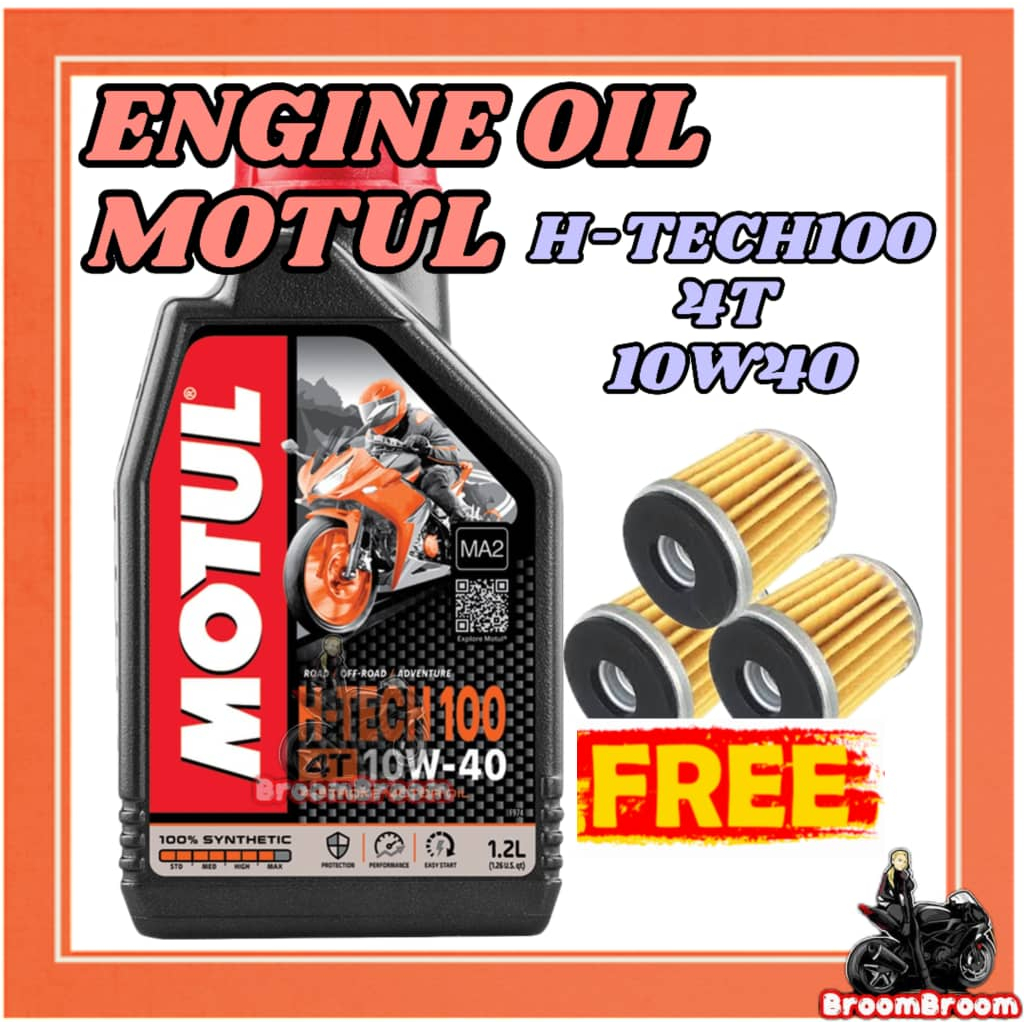 READY STOCK!!! MOTUL ENGINE OIL MINYAK HITAM H-TECH 10W40 4T 1.2 LITRE RS150 RSX150 WITH OIL ...