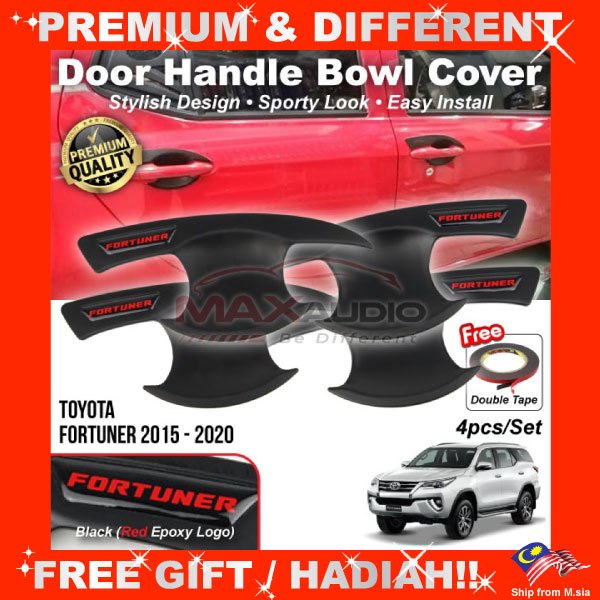 Car Door Handle Protector TOYOTA FORTUNER 2015-2020 Matte Black Carbon ...