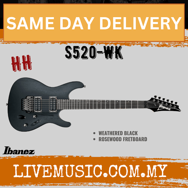 Ibanez S520 Solid Body Electric Guitar - Weathered Black (S520-WK) | Shopee Malaysia