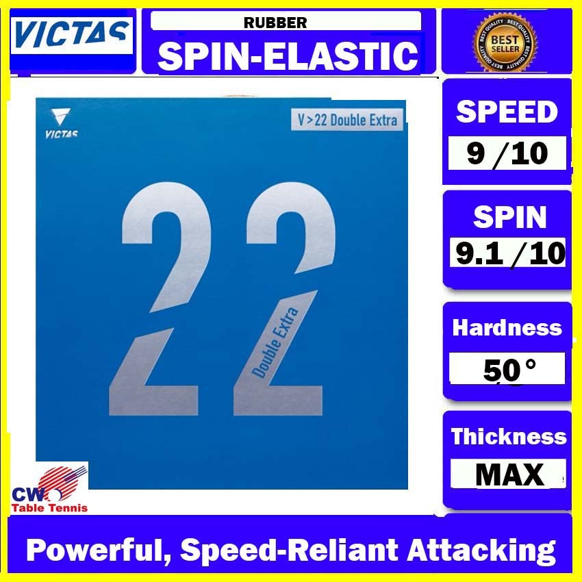 VICTAS - V>22 DOUBLE EXTRA SPNN- ELASTIC TABLE TENNIS RUBBER POWERFUL PING PONG GETAH | Shopee ...
