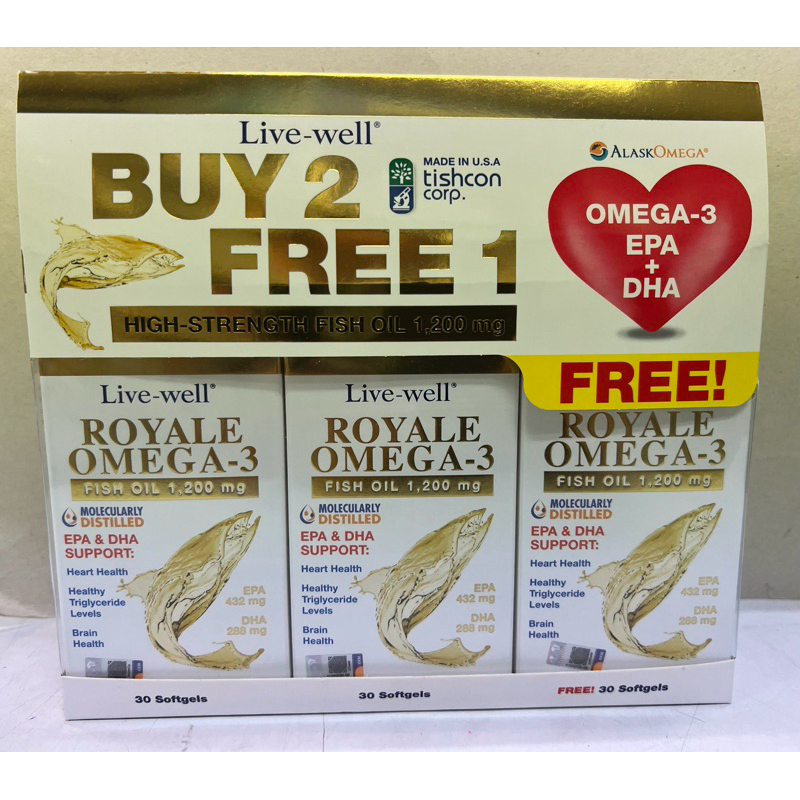 LIVE WELL ROYALE OMEGA 3 FISH OIL 1200MG 3X30'S (EXP:02/2027) | Shopee ...