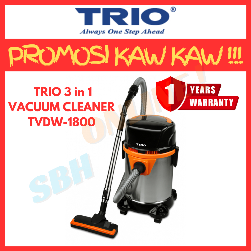 TRIO 1800W VACUUM CLEANER TVDW-1800 , 32L STAINLESS STEEL TANK , WET ...