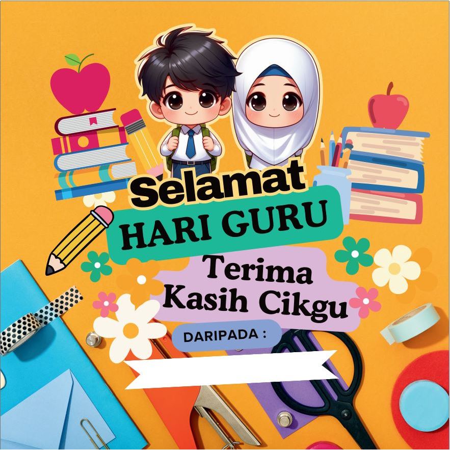 2025 HARI GURU 🥳 Poster Selamat Hari Guru Happy Teacher's Day 2025 Custom Nama | Shopee Malaysia