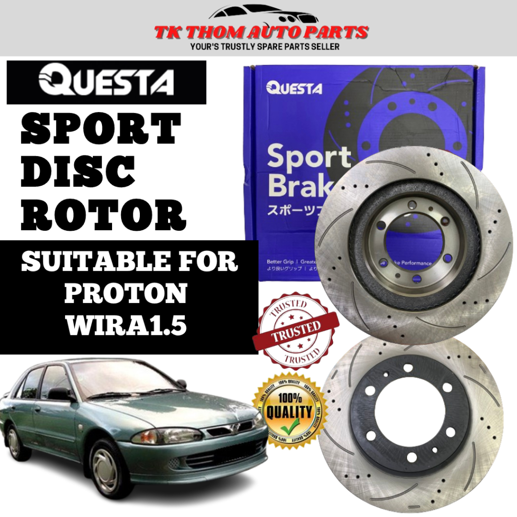 QUESTA DISC ROTOR/DISC BRAKE FRONT PROTON WIRA 1.5 (1 SET) | Shopee ...