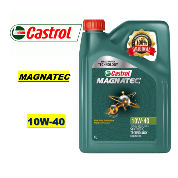 Castrol Magnatec DUALOCK 10W40 SN/CF Semi Synthetic Engine Oil 4L Dual ...