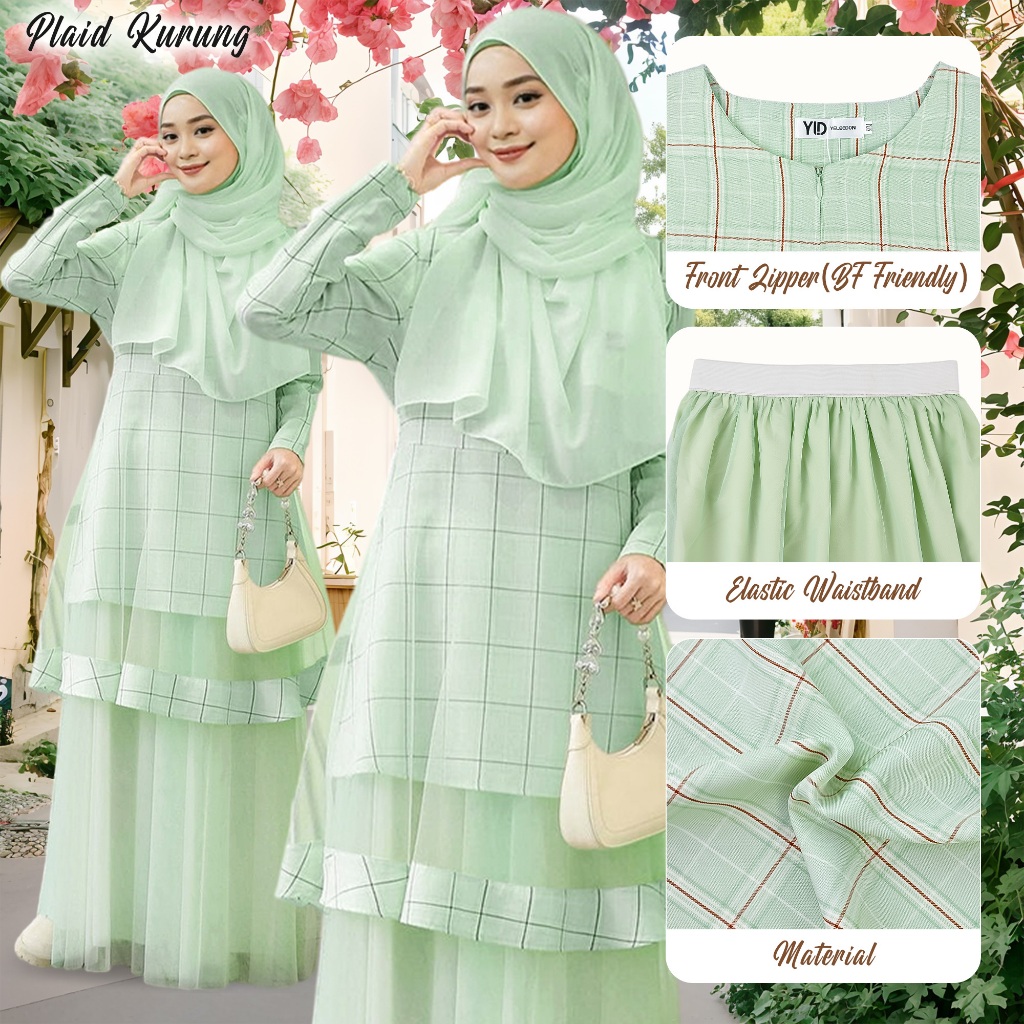 Baju Kurung Moden Plaid Peplum Baju Kebarung Mesh Kurung Jubah Muslimah ...