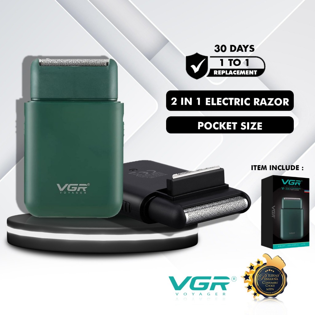 VGR Mesin Cukur Face Shaver Compact 2-in-1 Facial Hair Shaver Super ...