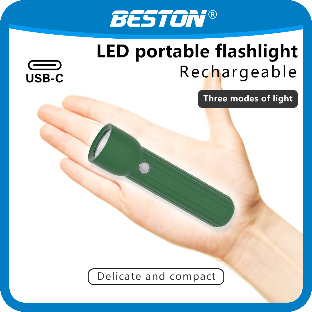 Beston LED Torch Light USB Type-C Flashlight Bright Camping Lamp ...