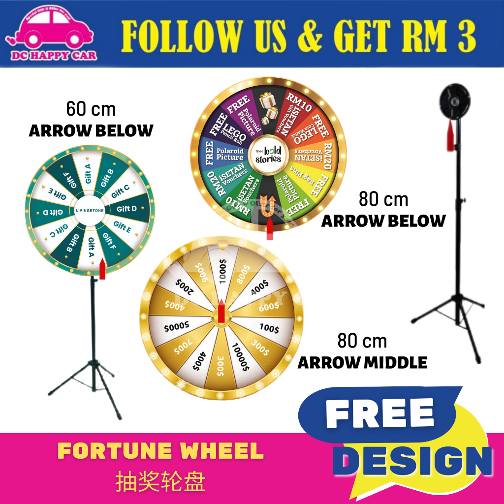 Fortune wheel stand with printing Roda Impian Spin And Win 轮盘 80cm or ...