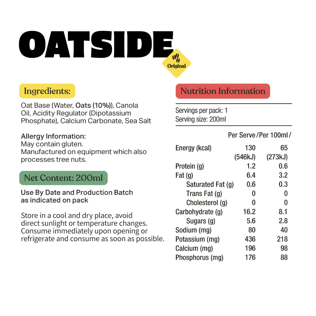OATSIDE Barista Blend Original Oat Milk 200ml x 24- Dairy Free, Creamy ...