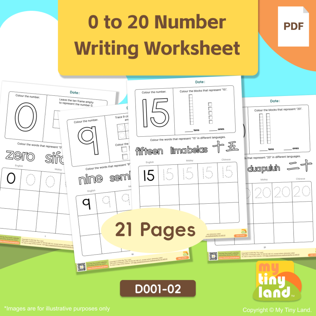 【PDF/Softcopy】D001-02 0 to 20 Number Writing Worksheet|Maths|Matematik ...
