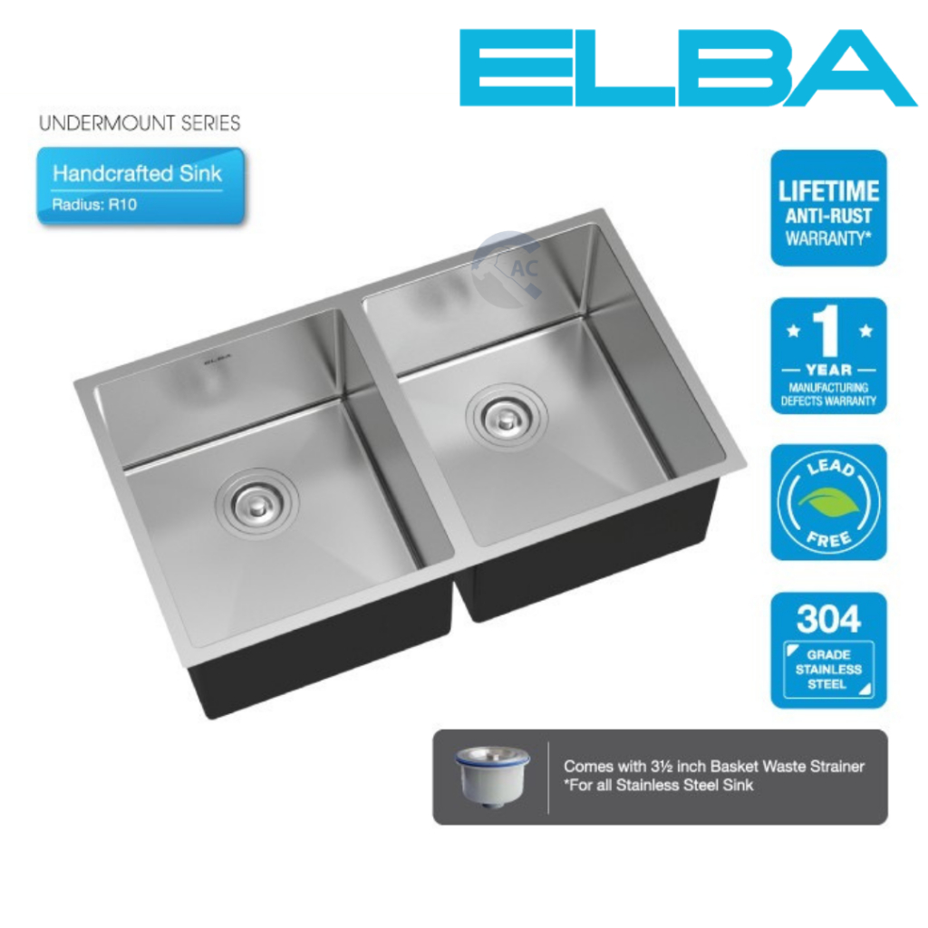 ELBA Handcrafted Undermount Kitchen Sink EHS-E7502UM - Double Bowl ...