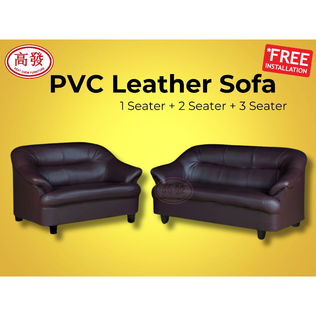 PVC Leather Sofa Set 1 Seater + 2 Seater + 3 Seater Living Sofa Set ...