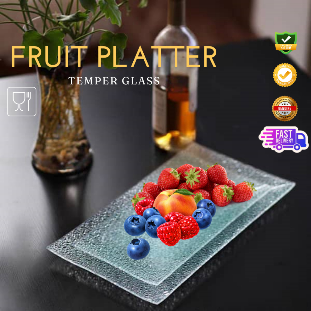 TEMPER GLASS CRYSTAL GLASS FRUIT PLATTER/DESSERT TRAY/ROUND PLATE ...