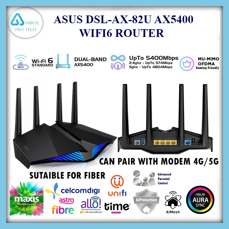 ASUS NEW 100% DSL AX82U OPTUS AX5400 WIFI6 ROUTER NEW | Shopee Malaysia