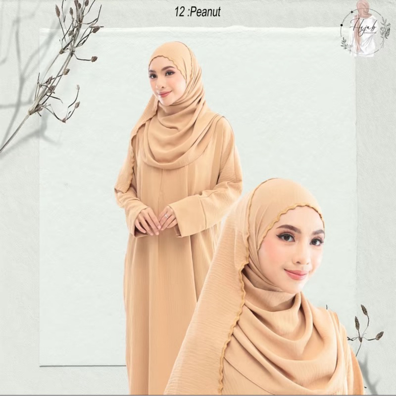 Jubah kaftan (free shawl sulam) material cey crepe ironless | Shopee ...