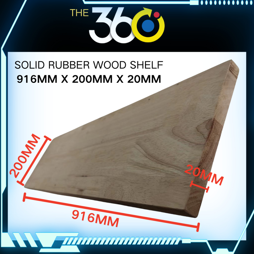 Solid Rubber Wood Shelf with Wall Brackets Floating Wall Support ...