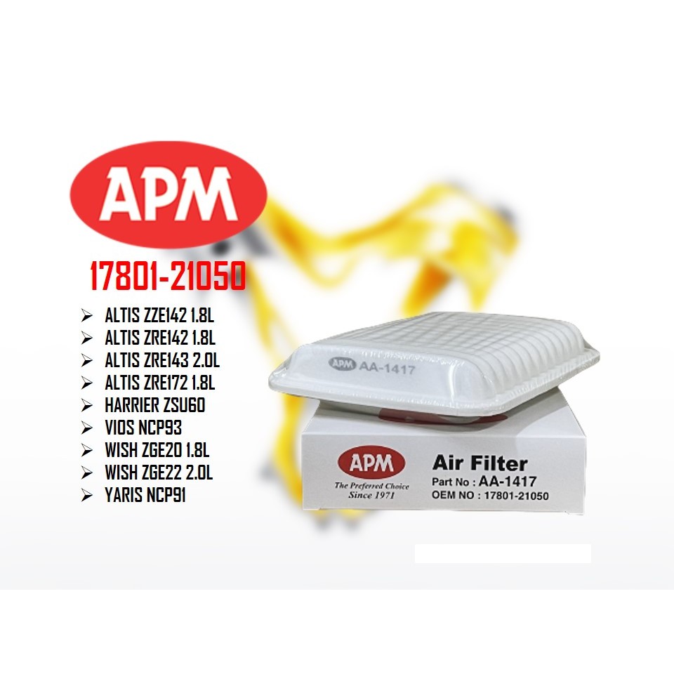 APM Air Filter - Toyota Vios NCP93 Yaris NCP91 Altis ZZE142 ZRE142 ...