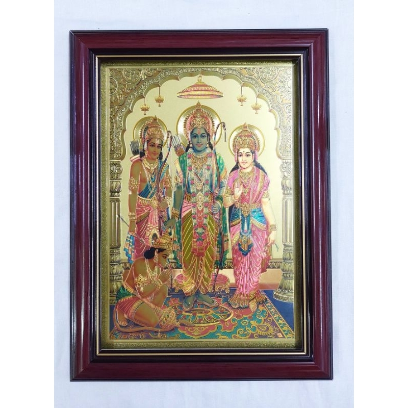 Rama Sita Hanuman Family Photo Frame A4 Size Gold Foil Ramar Photo ...
