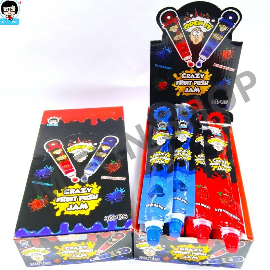 30 Pcs Hepin Crazy Fruit Push Jam Blueberry Strawberry Flavour HALAL (LOCAL READY STOCKS ...
