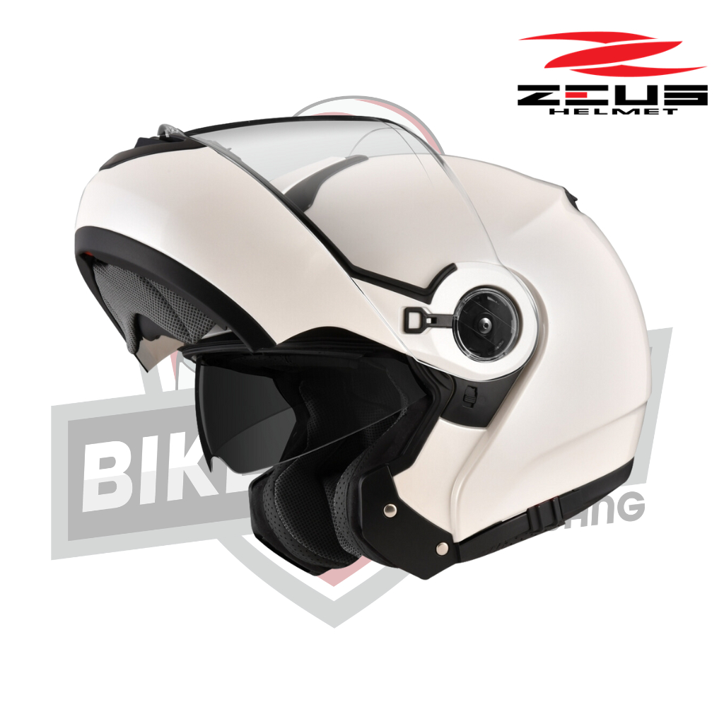 ZEUS Helmet ZS-3050 Flip Up Pearl White | Shopee Malaysia