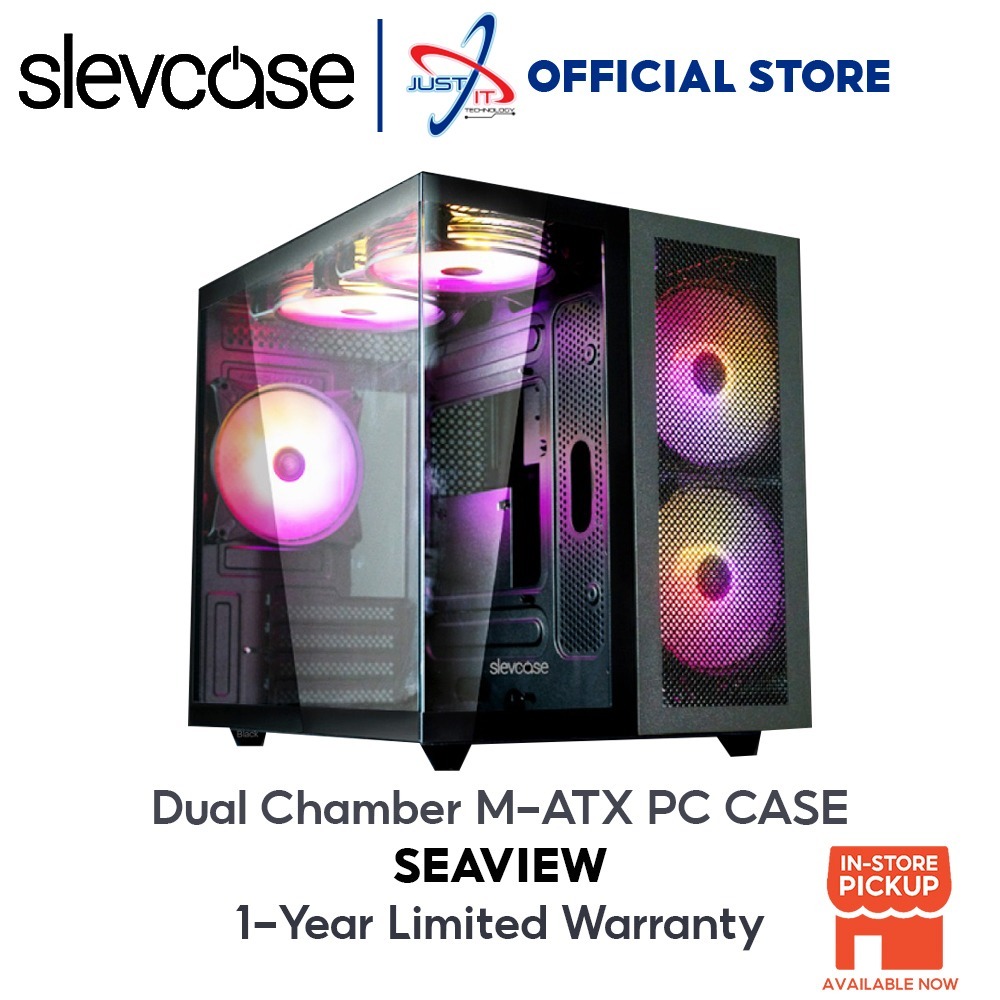 SLEVCASE SEAVIEW DUAL CHAMBER M-ATX PC CASE WITH 5PCS ARGB FANS AND HUB ...