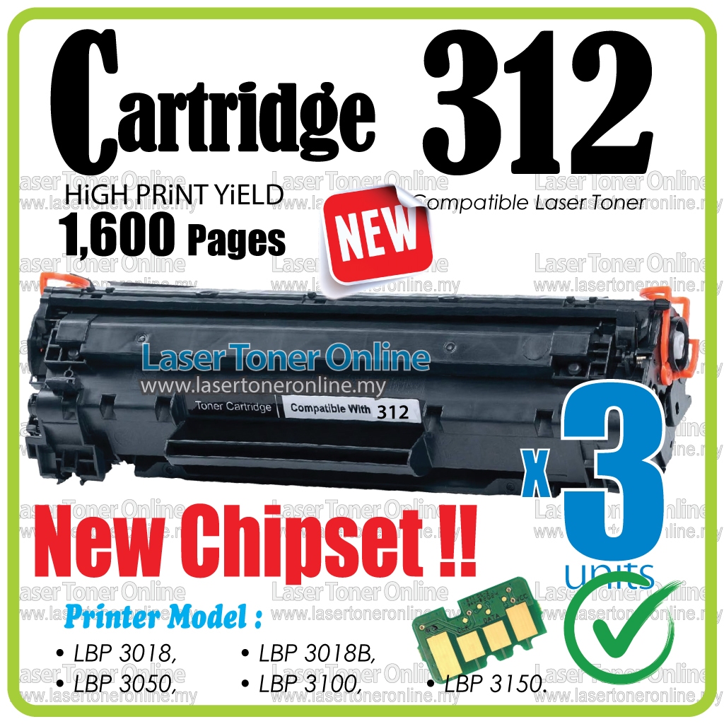 3x Compatible to canOn Cartridge 312 LASER SHOT LBP-3018 LBP-3018B LBP ...