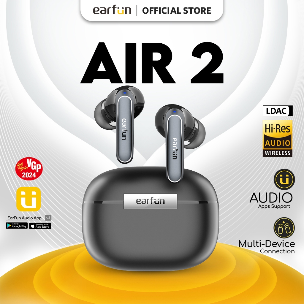 EarFun Air 2 Bluetooth 5.3 True Wireless Earbuds with LDAC, App Support ...