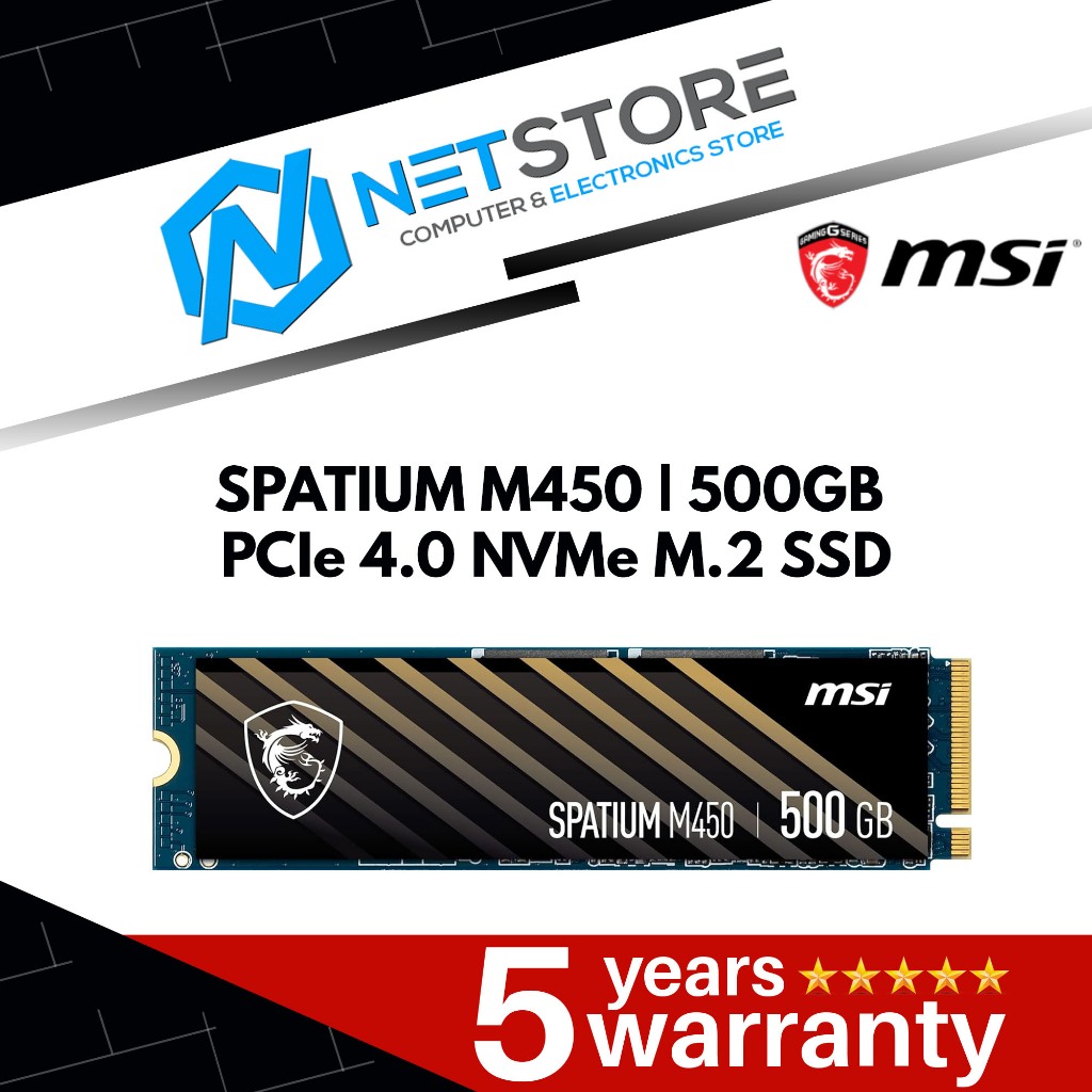 MSI SPATIUM M450 PCIe 4.0 NVMe M.2 500GB - SPATIUM M450 (500GB ...