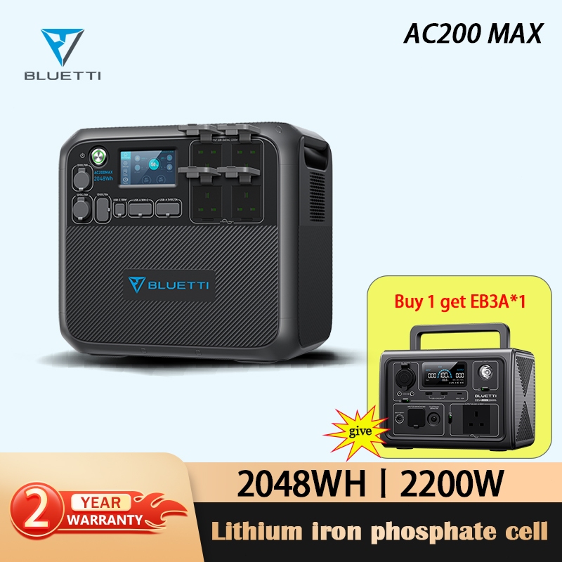 Bluetti power supply AC200MAX 2200W/2048Wh/640000mAh Universal Power ...