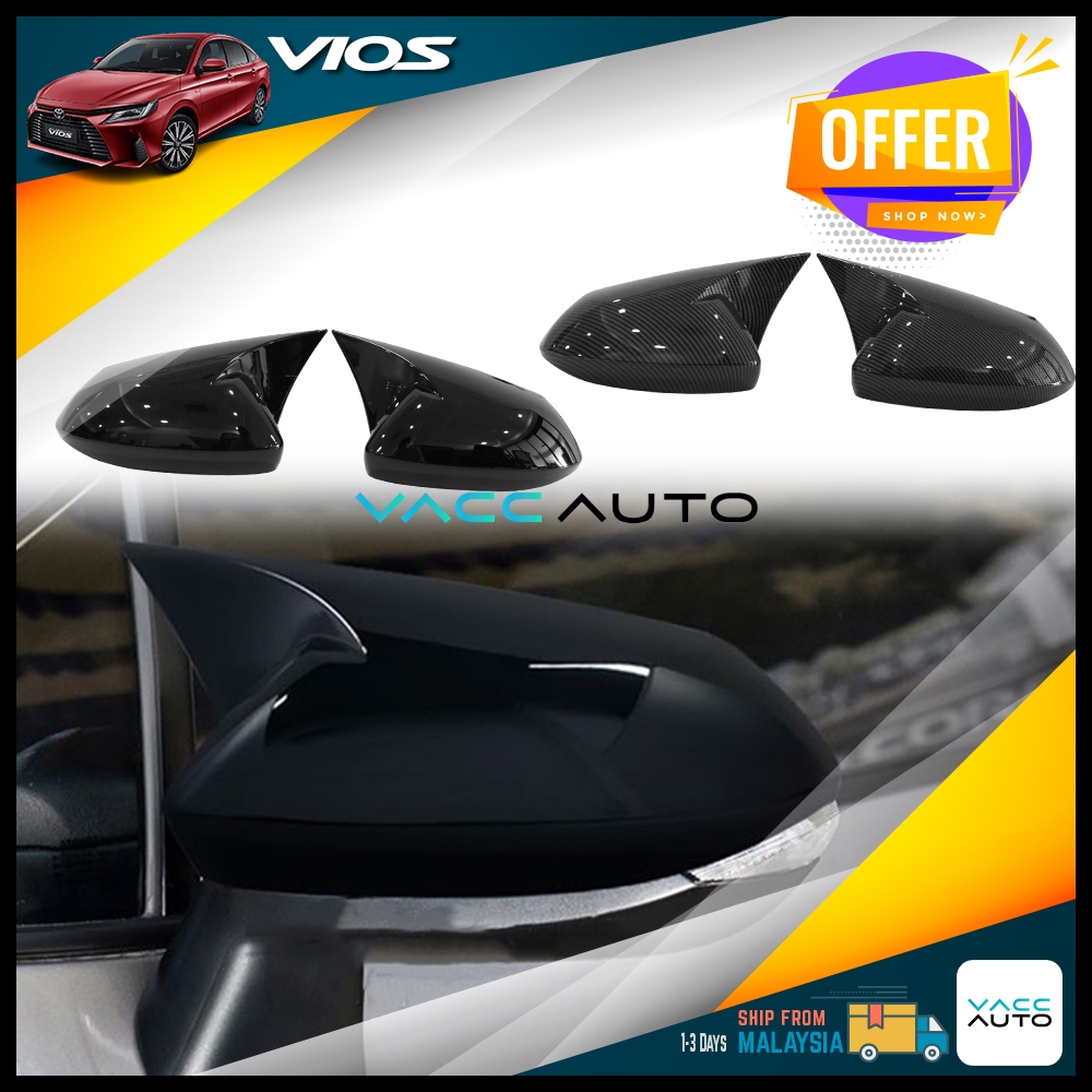 Toyota Vios (4th Gen) Side Mirror Carbon Black Horn Type Cover Stick ...