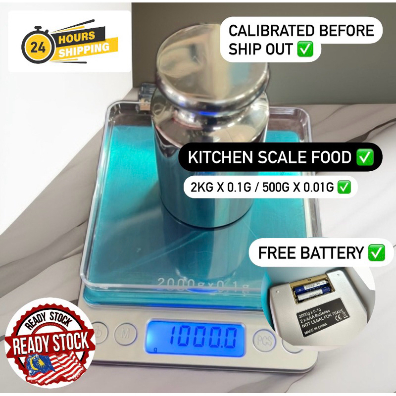Digital Scale ⚖️ 500g / 2000g High Accuracy Electronic Kitchen Cooking ...